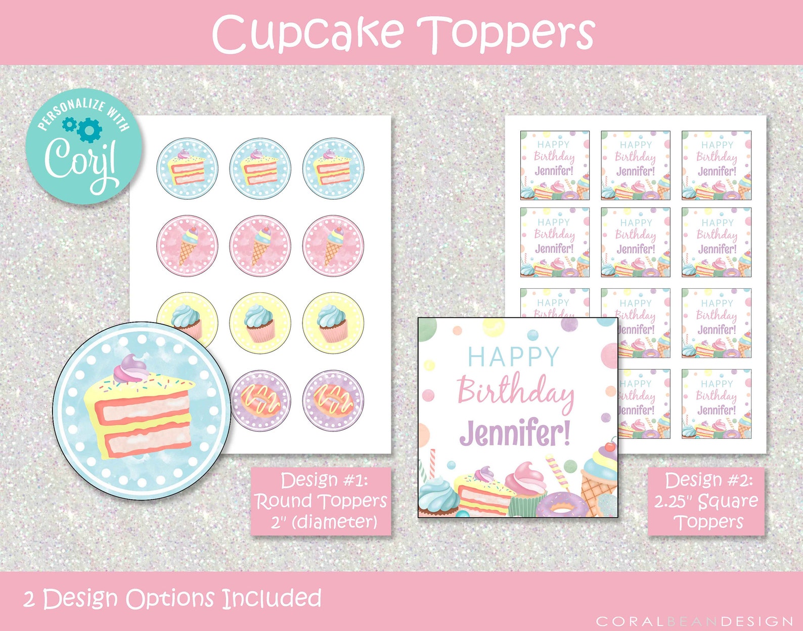 Sweets Editable Printable Birthday Party Cupcake Toppers - Etsy