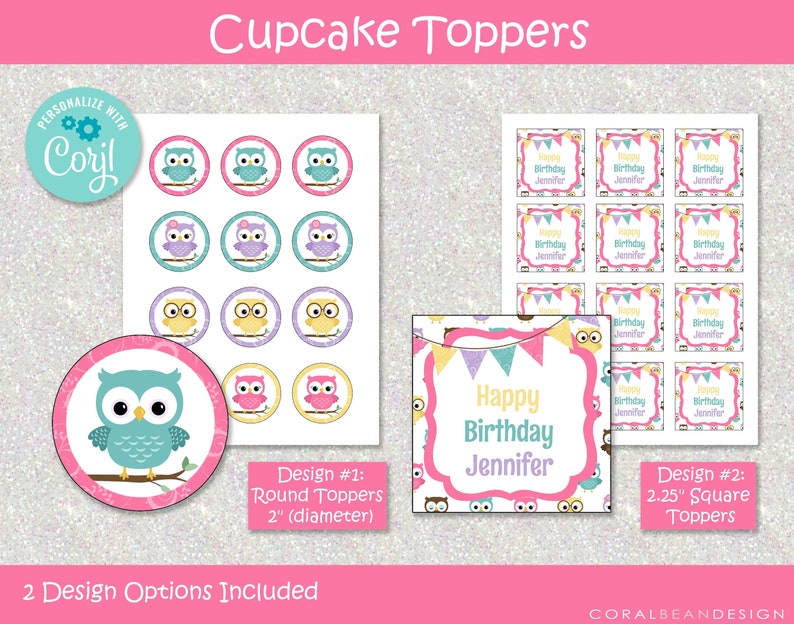 Owl Editable Birthday Party Decorations Printable, INSTANT DOWNLOAD - Etsy