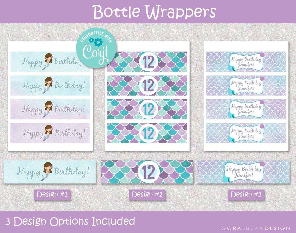 Mermaid Editable Printable Birthday Party Decoration Package, Under the ...