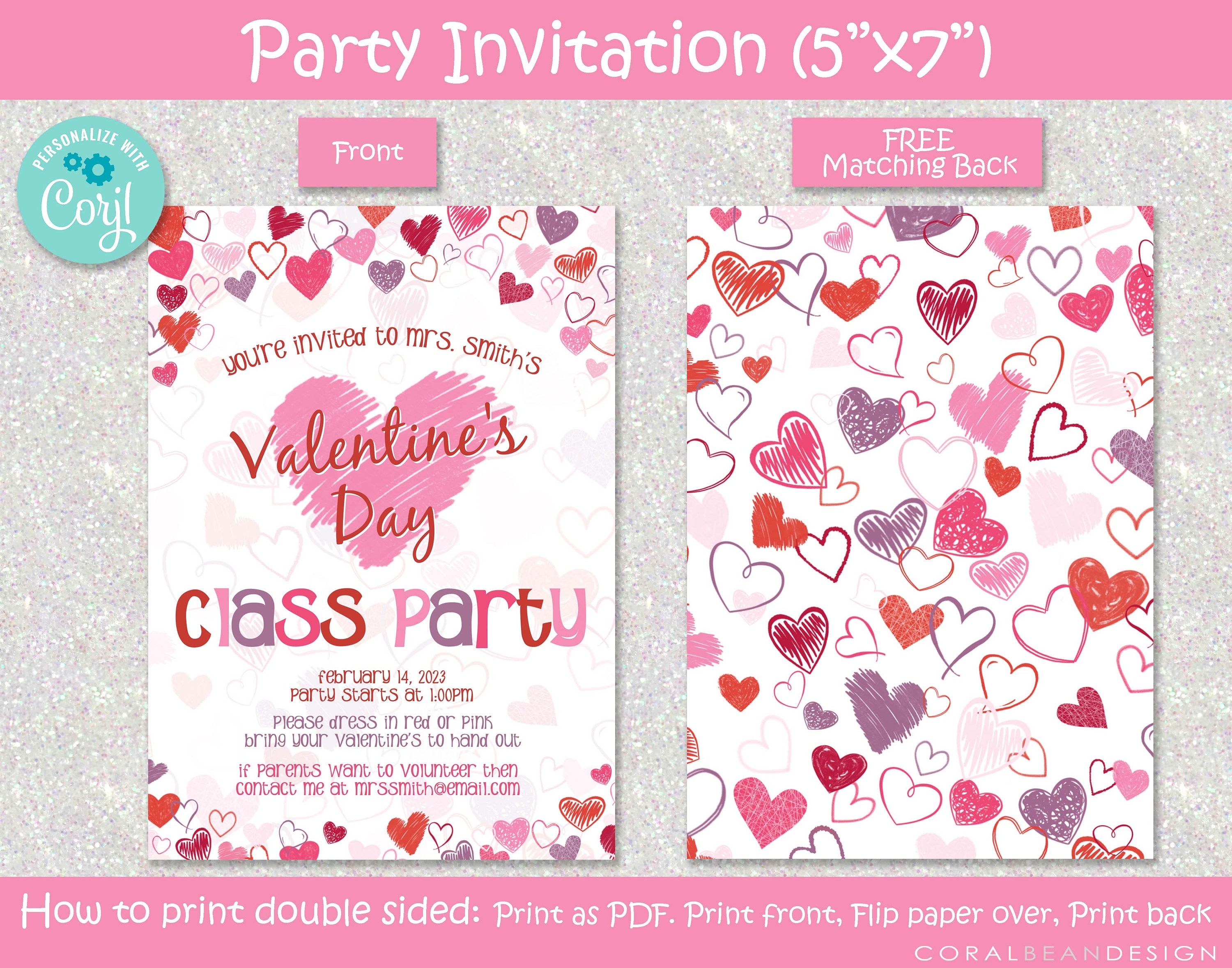 Editable Printable Valentine's Day Class Party Invitation, Classroom ...