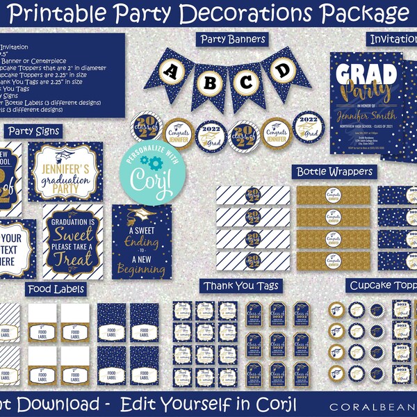 Blue Gold Graduation - Etsy