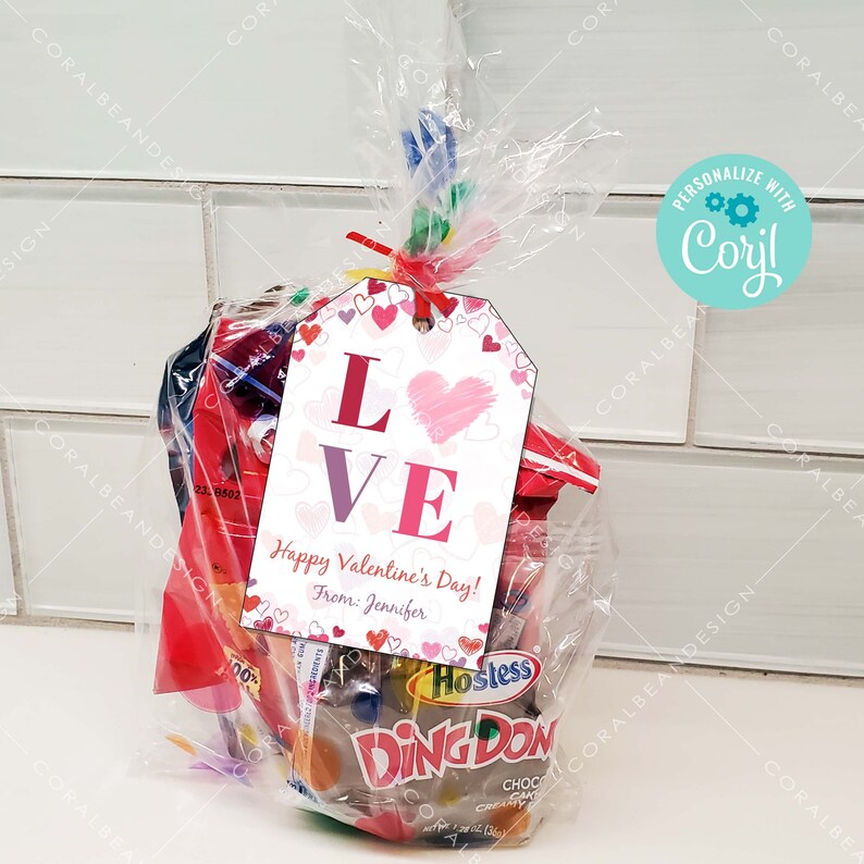 Editable Printable LOVE Valentine's Day Tags Template, Kids Valentines ...