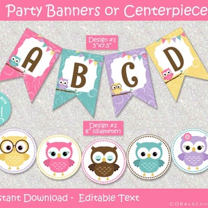 Owl Editable Birthday Party Decorations Printable, Look Whoo's Turning ...