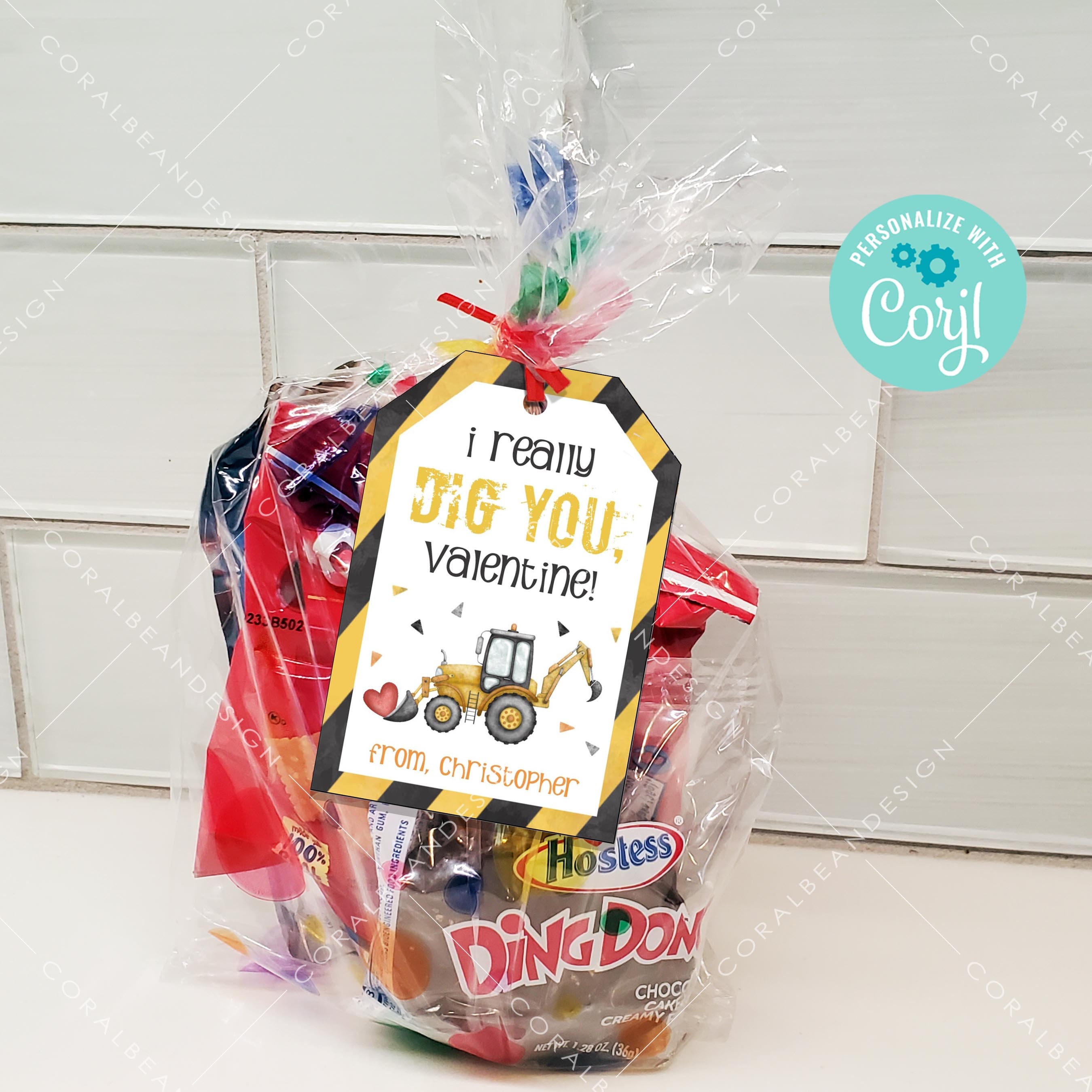 Editable Printable Construction Valentine's Day Tags Template, Kids ...