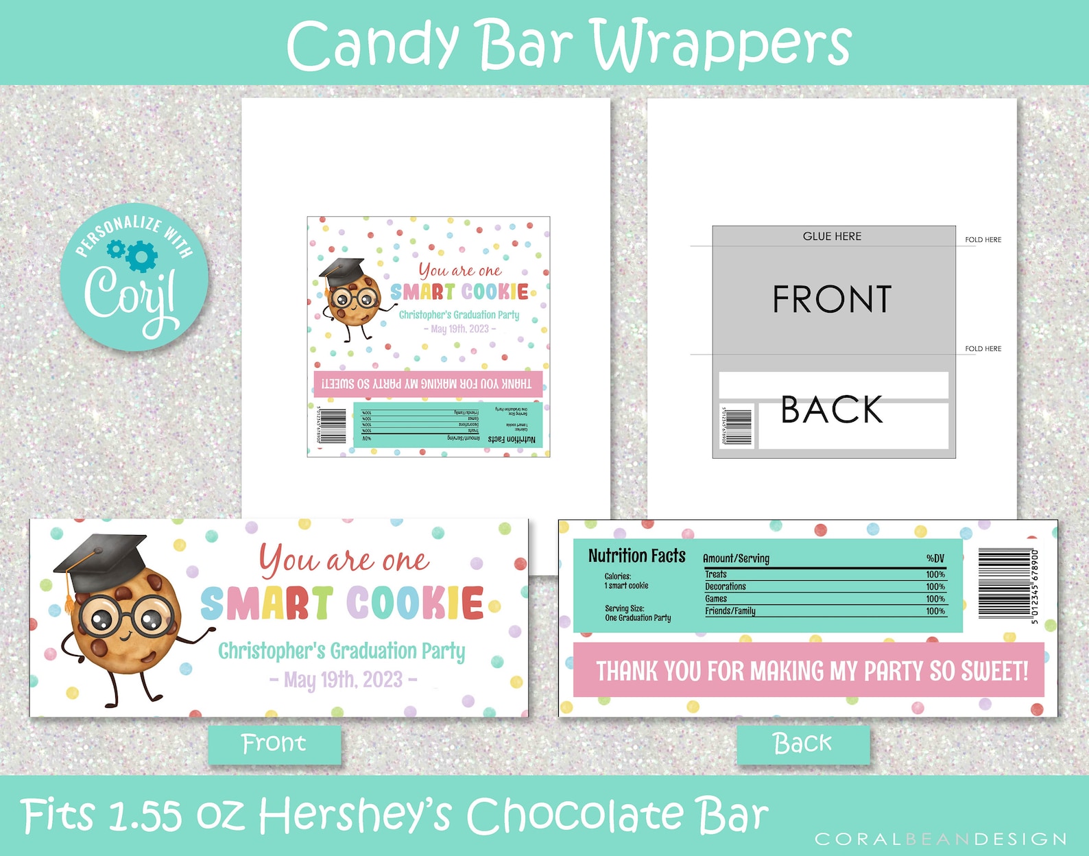 Editable Printable Smart Cookie Graduation Party Decoration Package ...