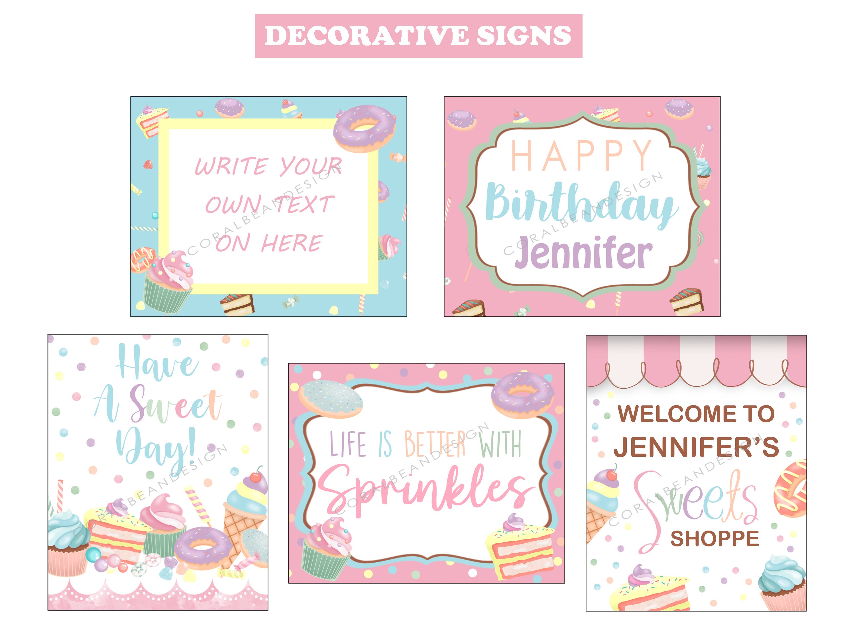 Sweets Editable Printable Birthday Party Decoration Package | Etsy