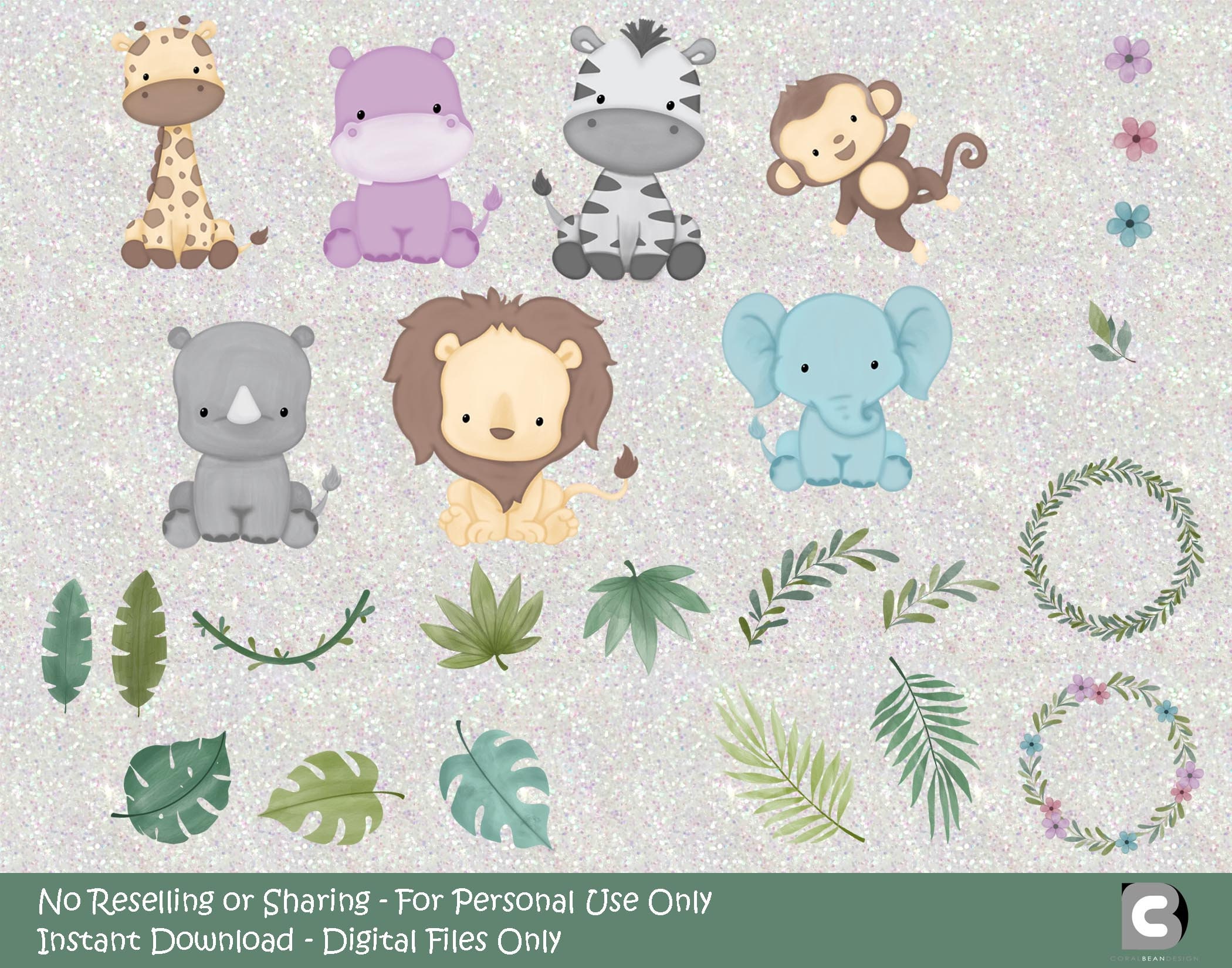 Safari Animal Clipart Jungle Animal Clipart Png Watercolor - Etsy