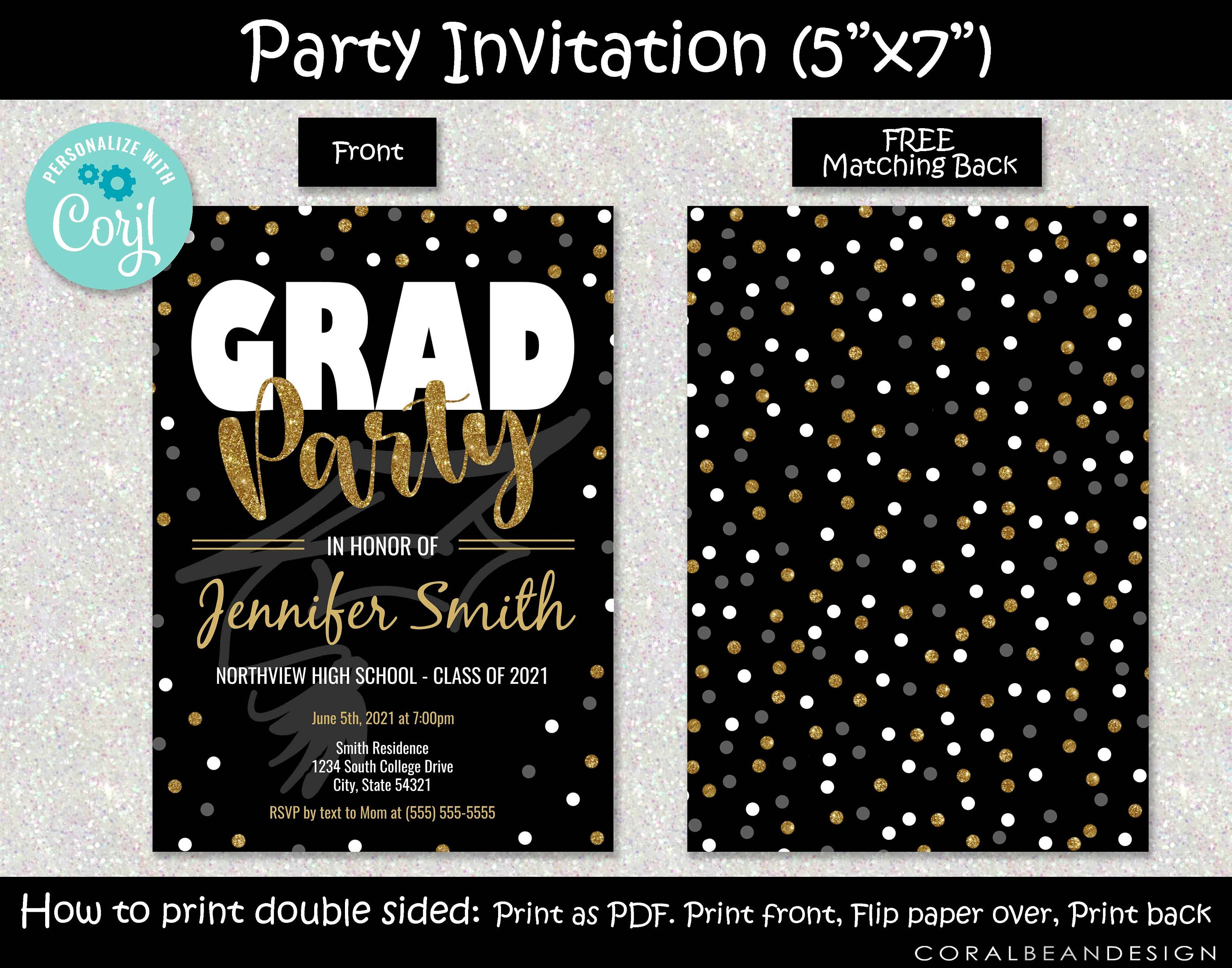 Editable Printable Graduation Party Invitation Template, Digital ...