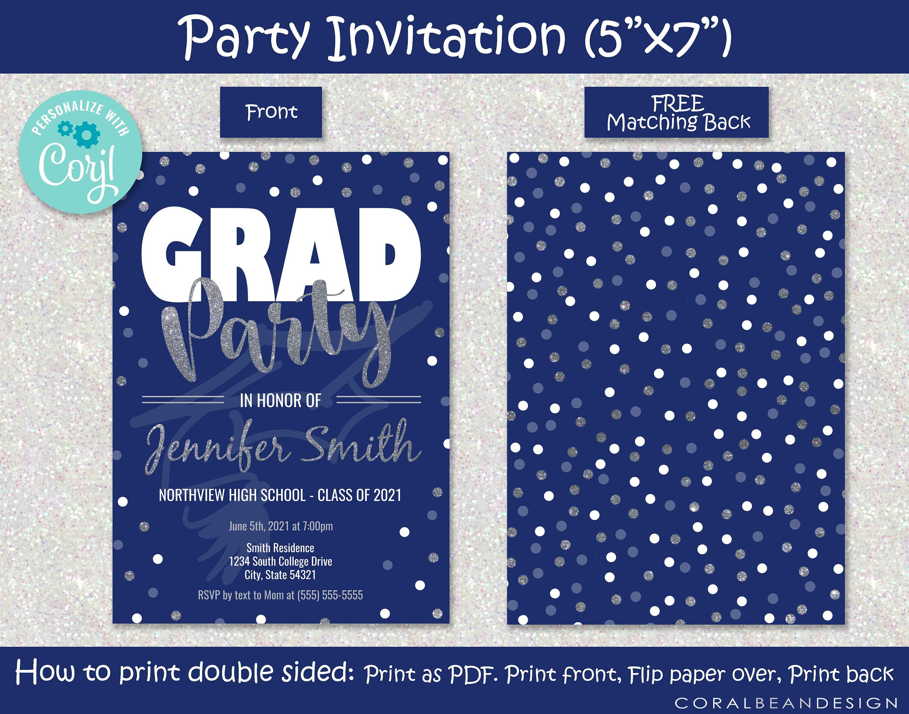 Editable Printable Graduation Party Invitation, Digital Download, Grad ...