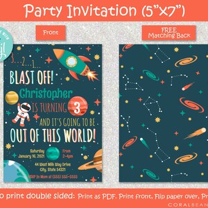 Outer Space Theme Editable Printable Birthday Party Decoration Package ...