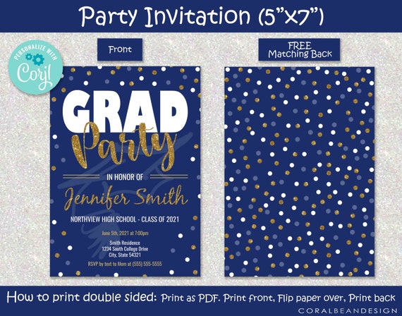 Editable Printable Graduation Party Invitation Digital | Etsy