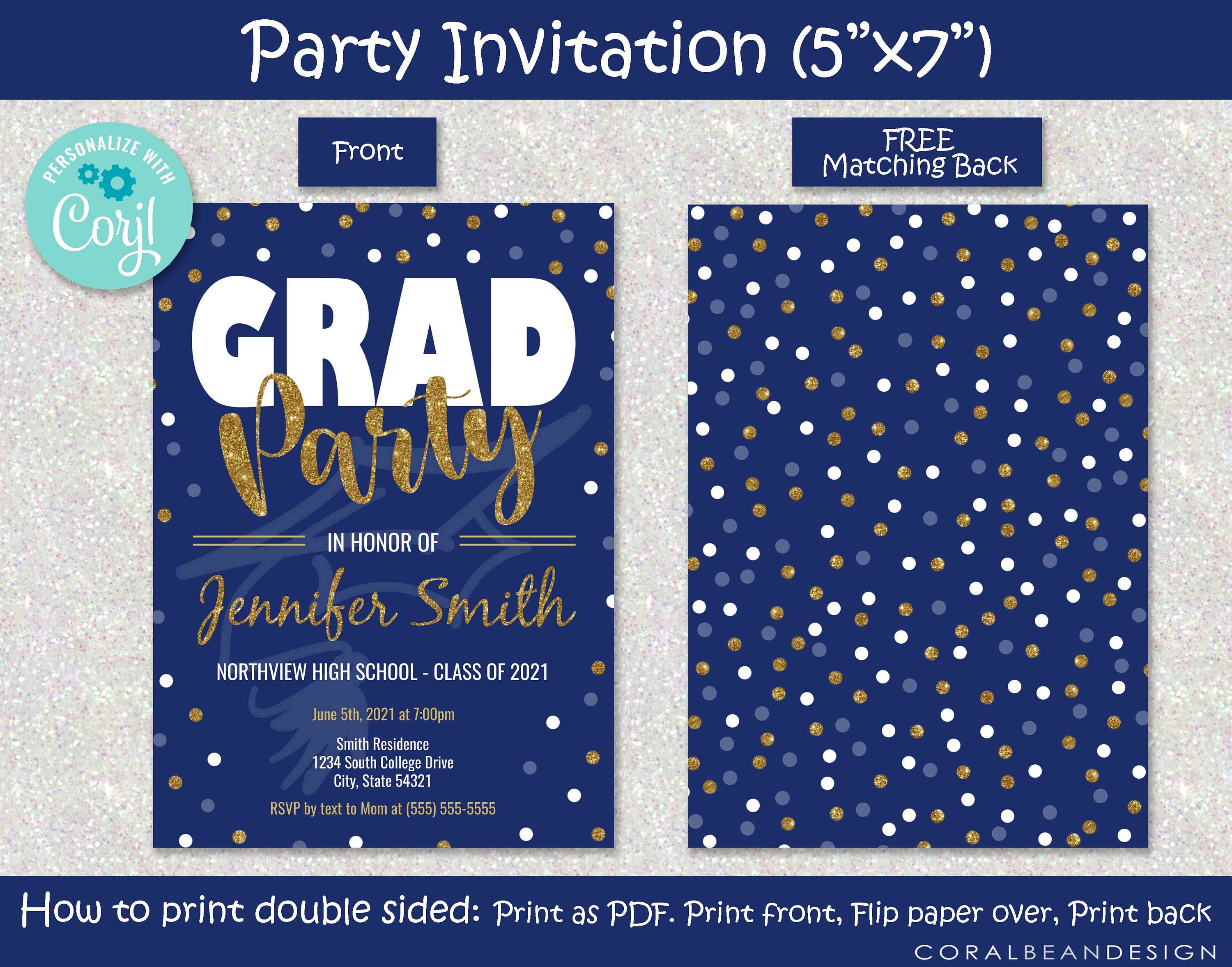 Editable Printable Graduation Party Invitation Template, Digital ...
