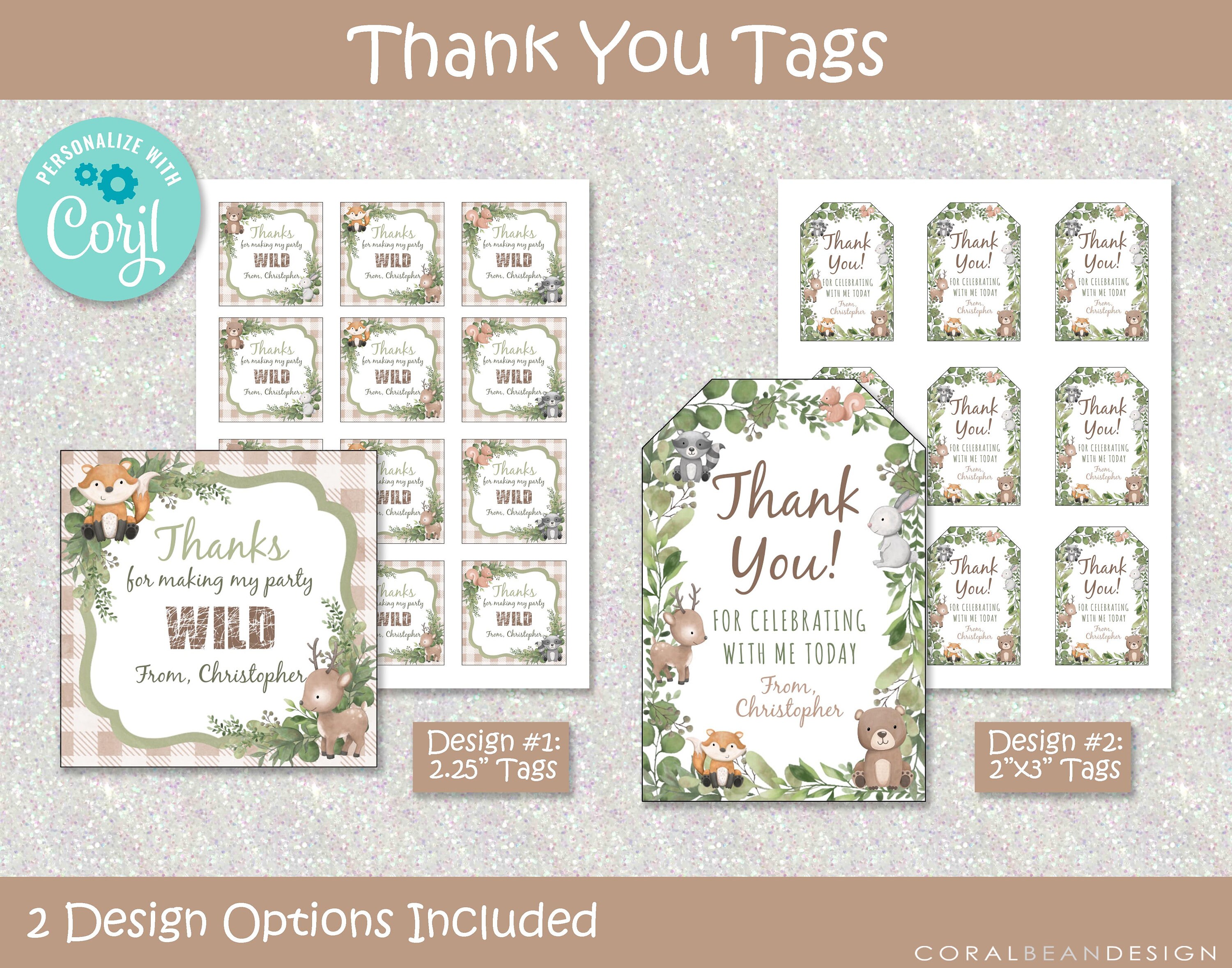 Woodland Animal Editable Printable Birthday Party Decorations Package ...