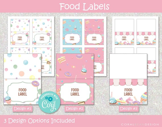 Sweets Editable Printable Birthday Party Food Labels - Etsy