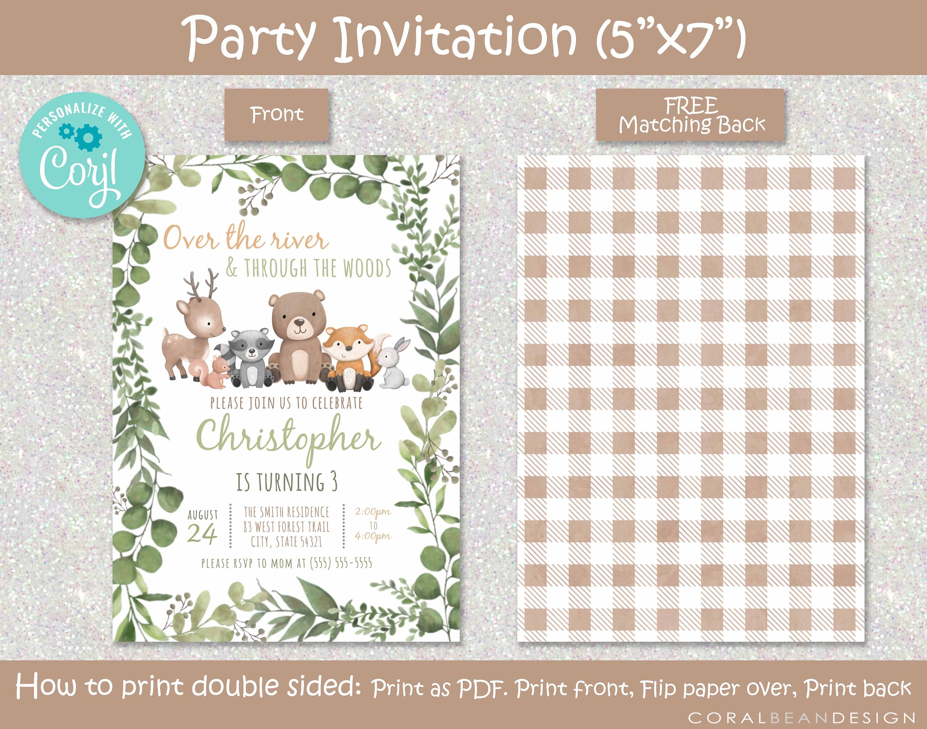 Woodland Animal Editable Printable Birthday Party Decorations Package ...