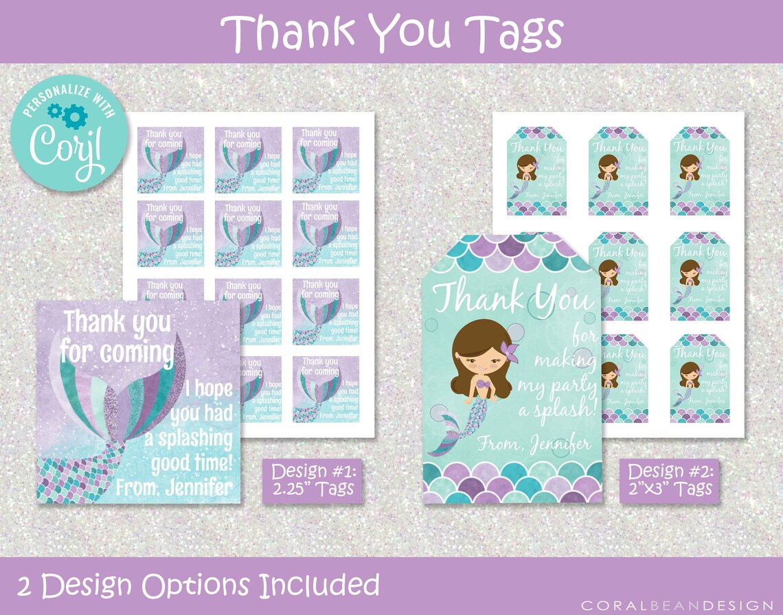 Mermaid Editable Printable Birthday Party Decoration Package, Under the ...