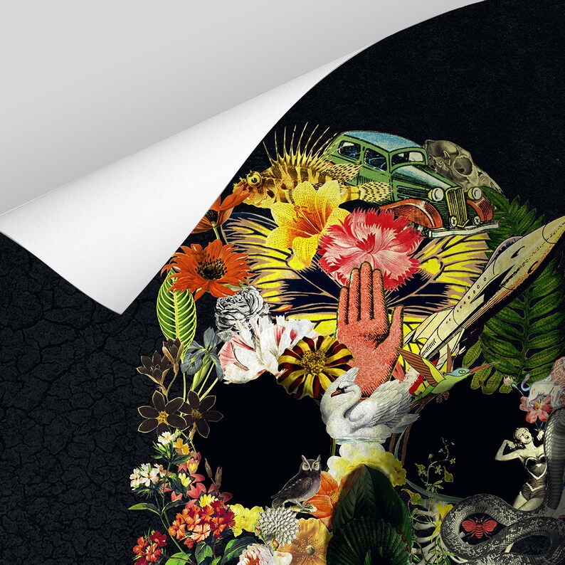 Skull Art Print, Original Sugar Skull Poster, Floral Wall Art, Gothic ...