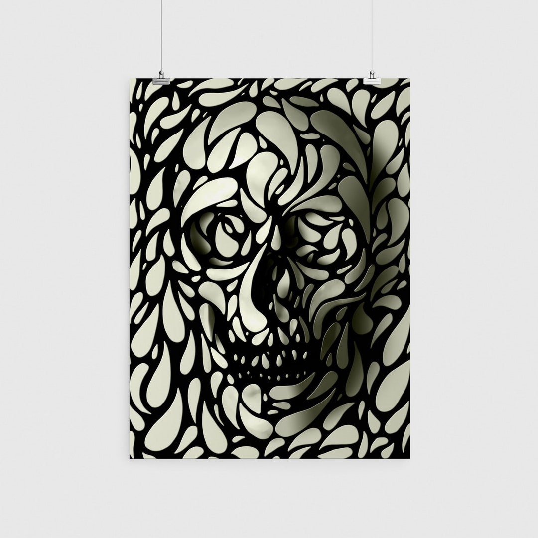 Fancy Skull Poster, Sugar Skull Art Print, Abstract Skull Wall Art ...