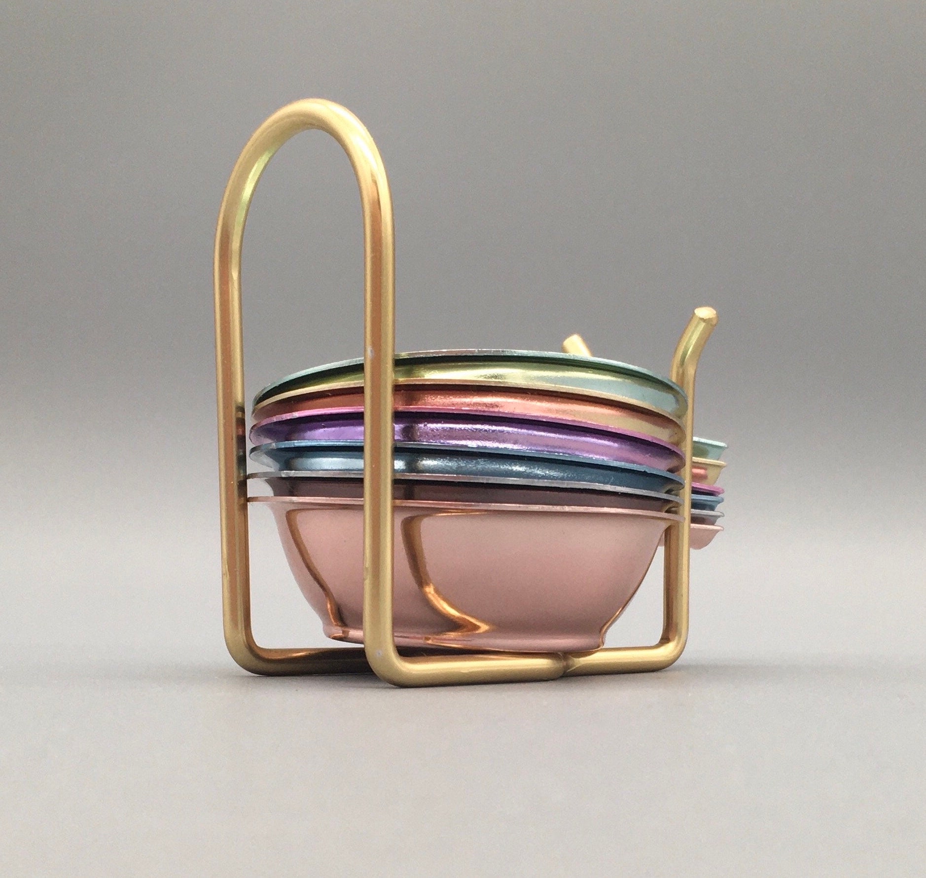 Mid Century Metal Ashtrays | Set of 6 Small Coloured Aluminum Ashtrays ...