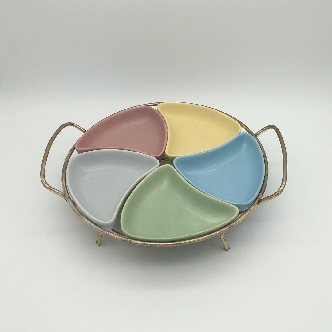 Vintage Lazy Susan, Snack Carousel | Set of 5 Serving Dishes Pastel ...