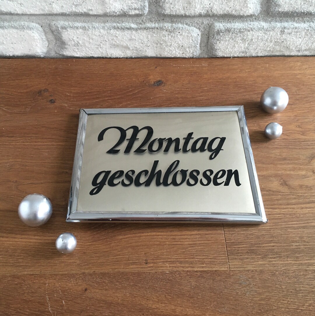 Authentic Vintage Shop Sign | Monday Closed | Original Old Foil Metal ...