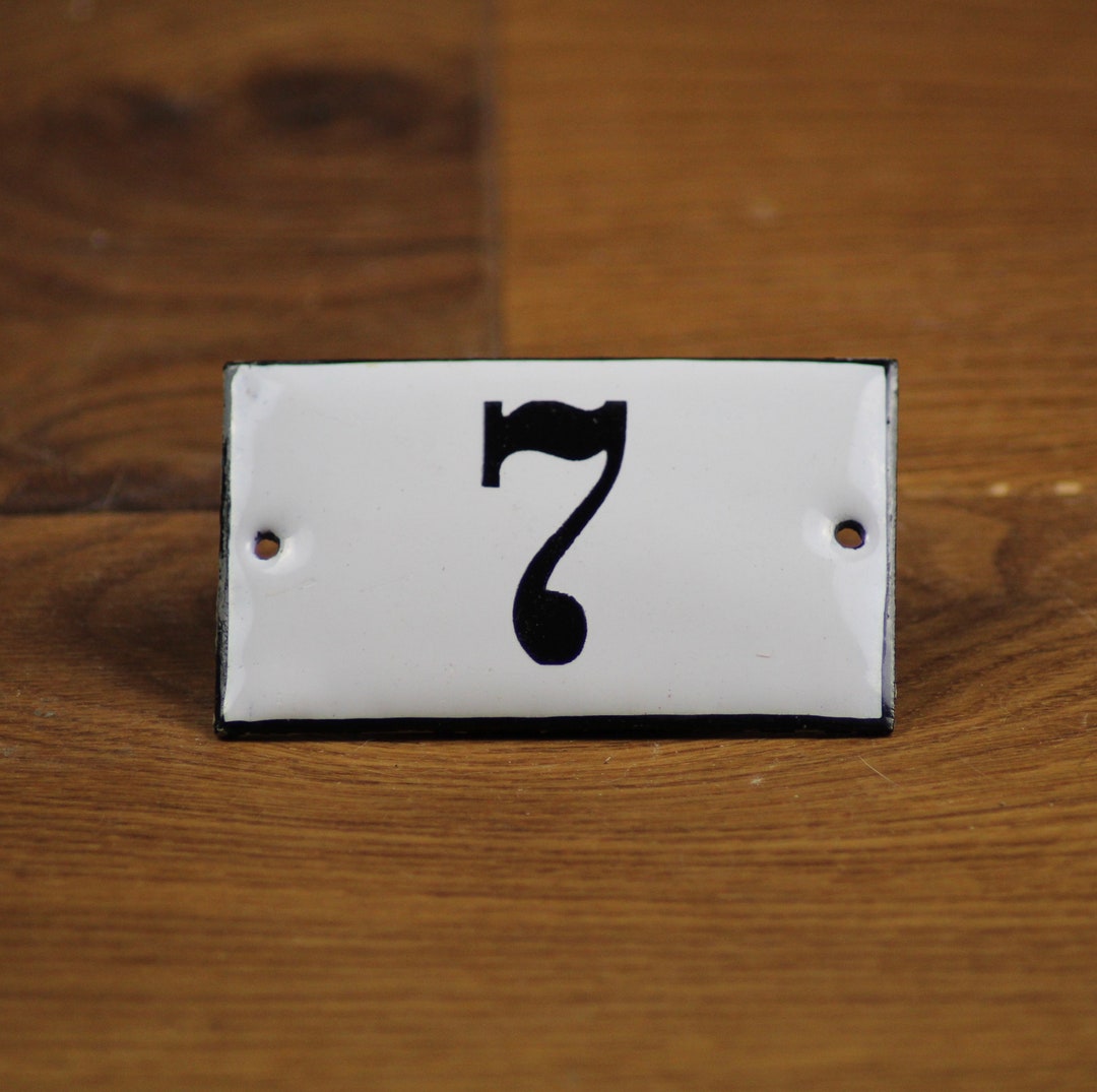 Antique Enamel House Number 7 Small Ancient Plaque Art Nouveau Enamel ...