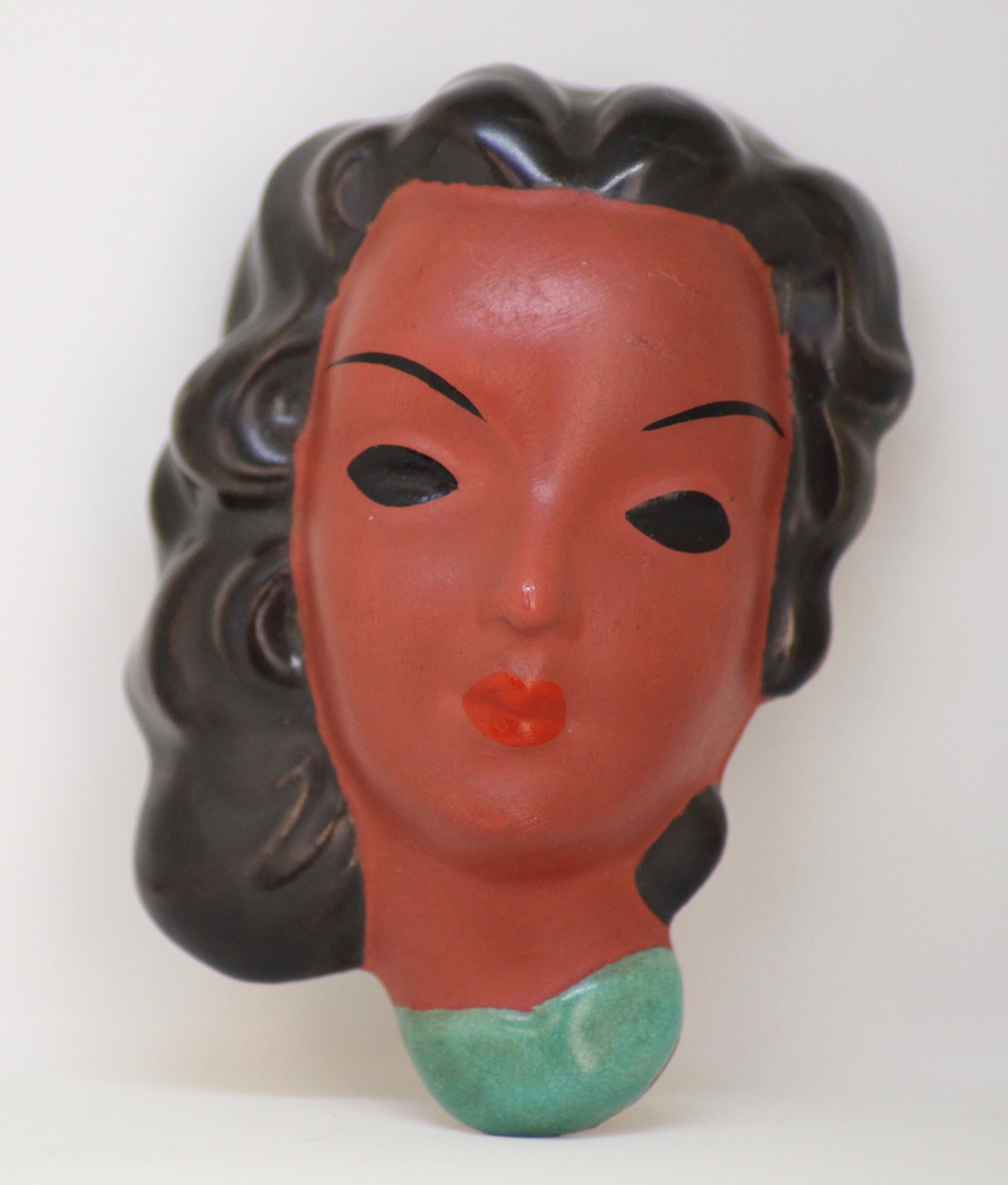 Goldscheider Wall Mask | Ceramic Girl Black Hair | No 8248 West Germany ...