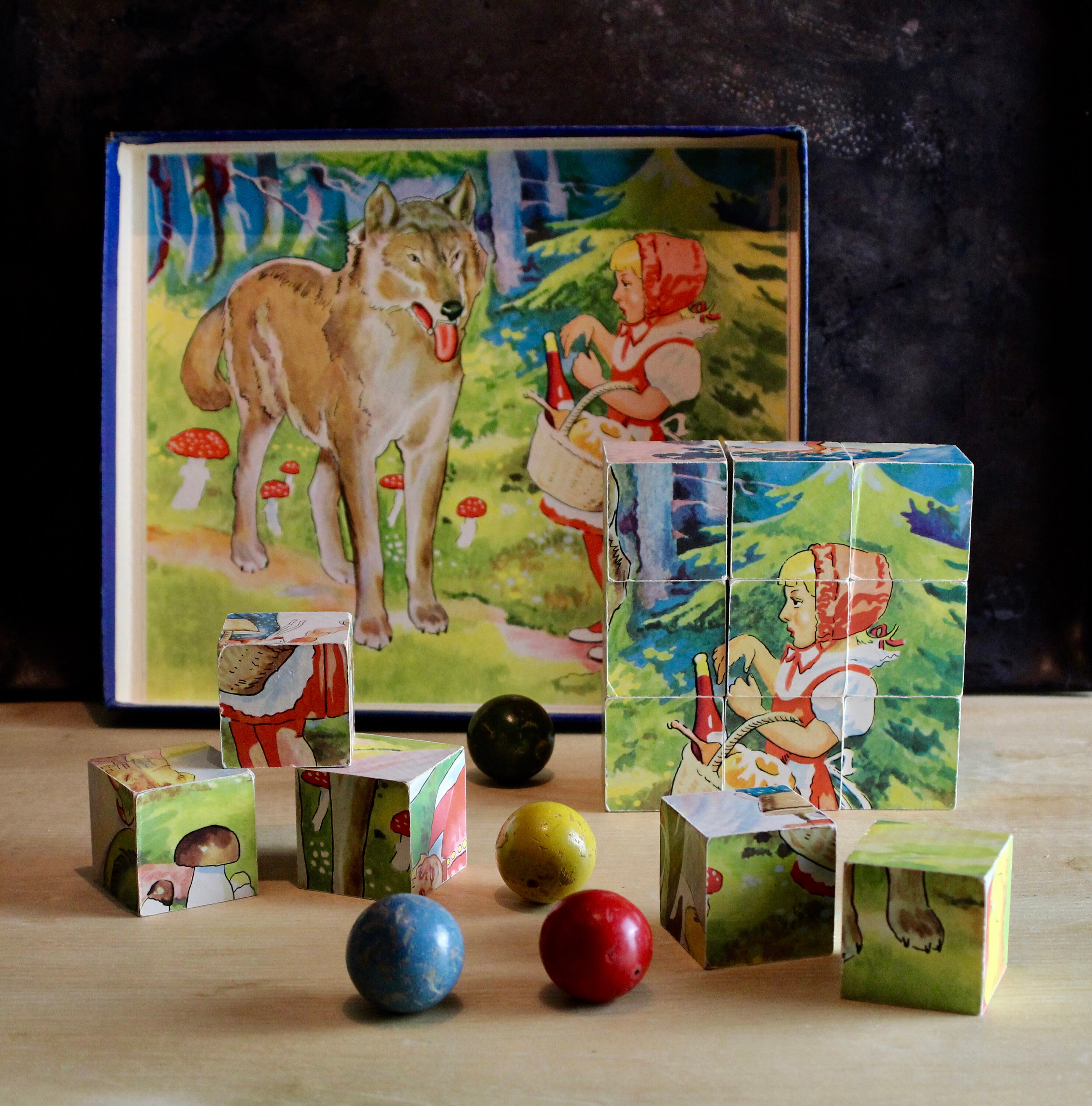 Vintage Block Puzzle Children's Puzzle Wooden Block Fairytale Puzzle ...