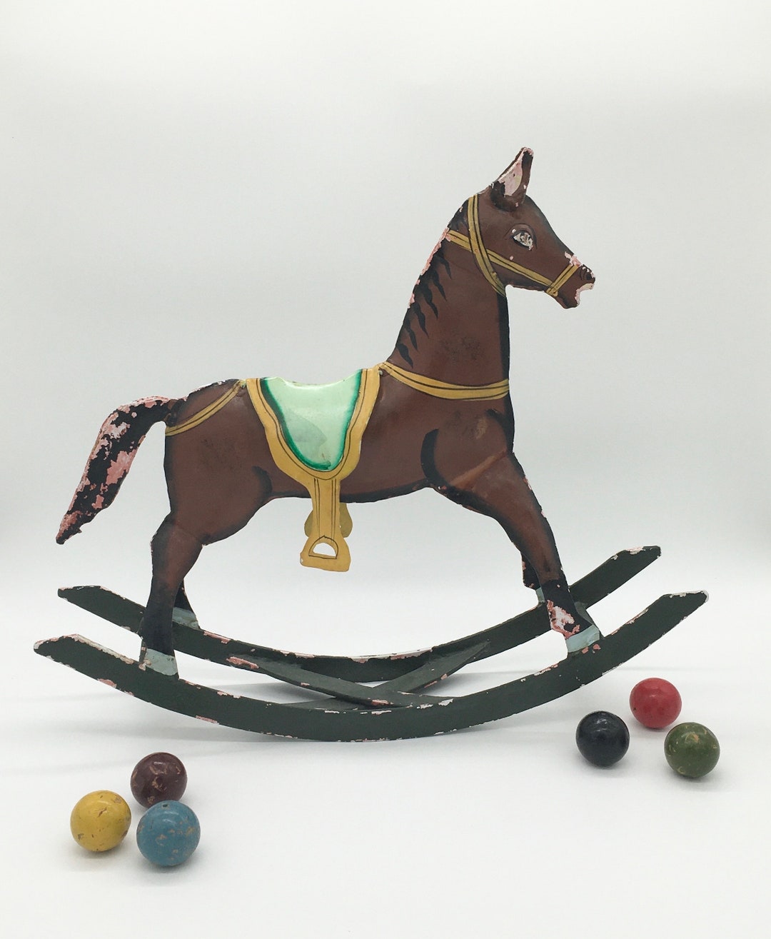 Vintage Rocking Horse for Decoration | Metal Rocking Horse Figurine ...