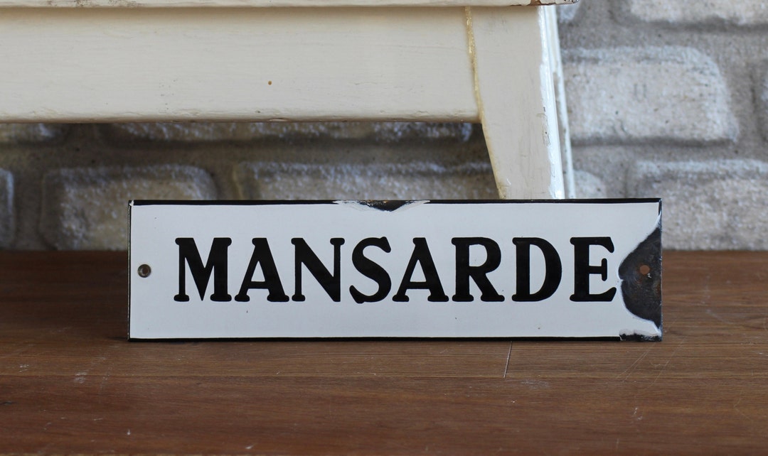 Antique Enamel Sign | Plate MANSARDE, Mansard, Attic | Curved Enamel ...