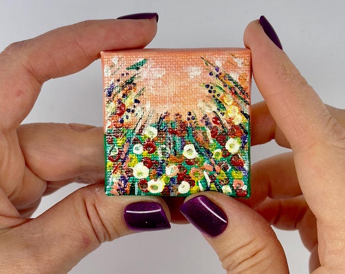 Small Gift , Mini Paintings on Canvas, Original 2x2 Inches, Wild ...