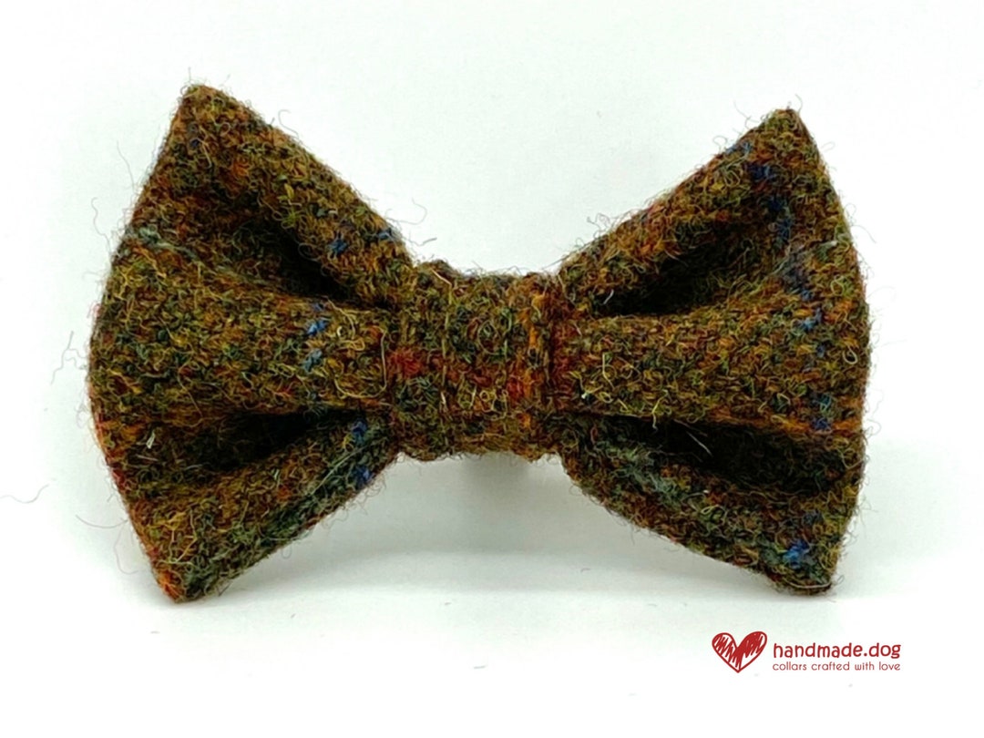 Moss Green Check 'harris Tweed' Dog Dickie Bow - Etsy