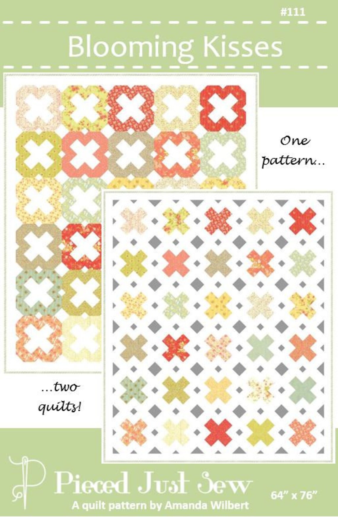 Blooming Kisses PDF Digital Quilt Pattern by Pieced Just Sew, Layer ...