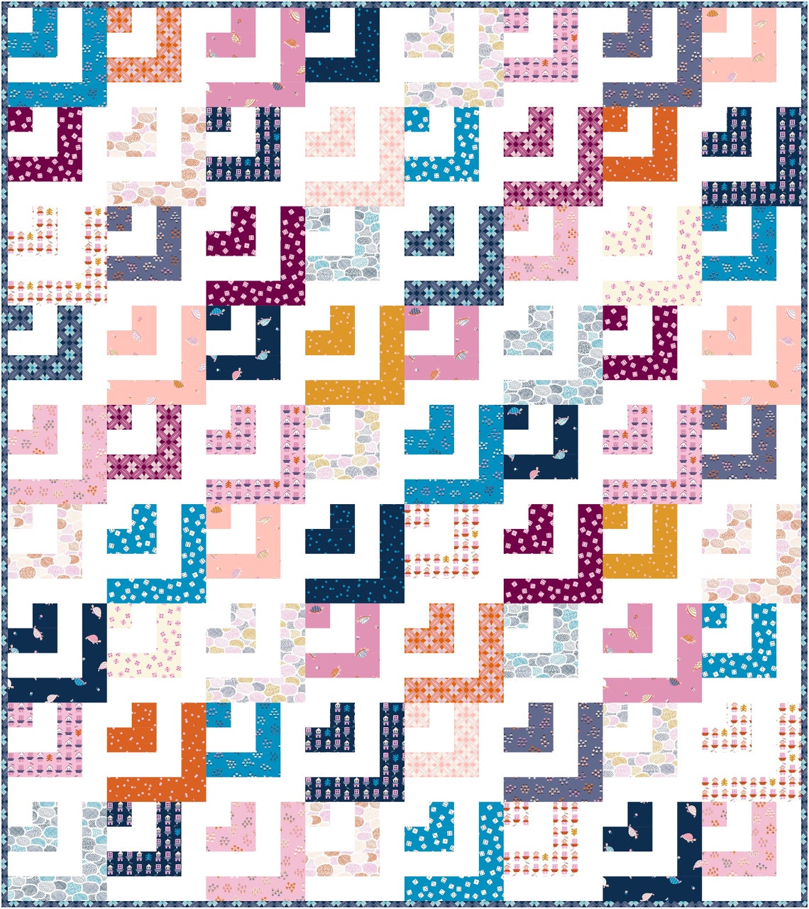 Log Jam PDF Digital Quilt Pattern by Pieced Just Sew, Jelly Roll or Fat ...