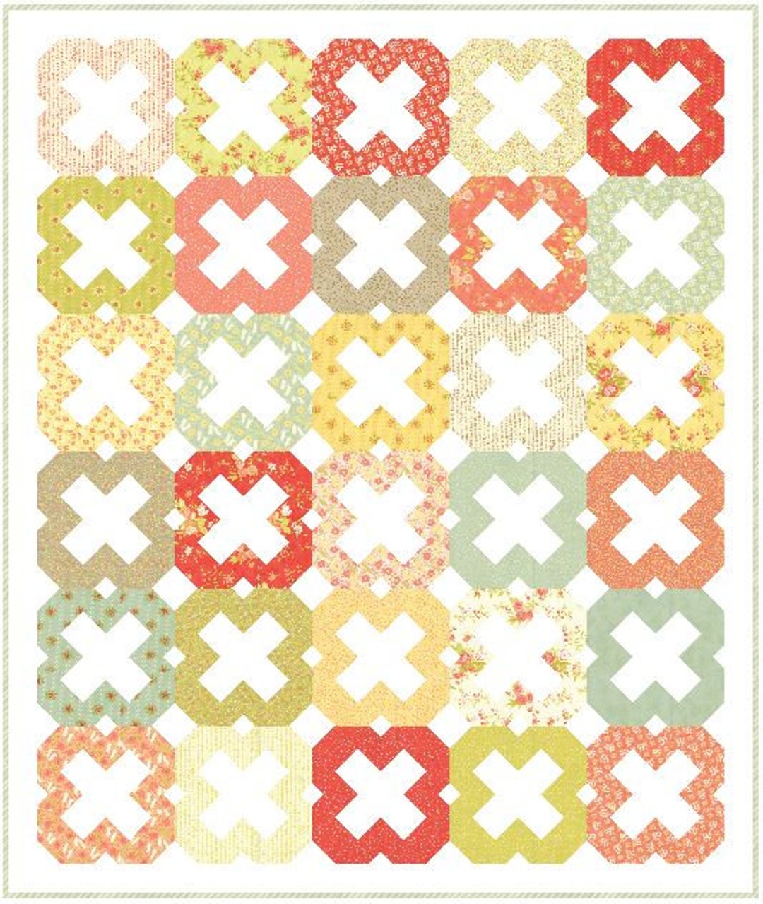 Blooming Kisses PDF Digital Quilt Pattern by Pieced Just Sew, Layer ...