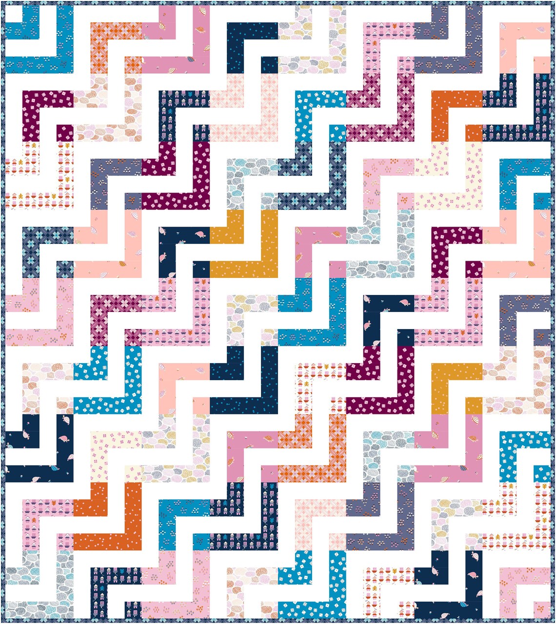 Log Jam PDF Digital Quilt Pattern by Pieced Just Sew, Jelly Roll or Fat ...