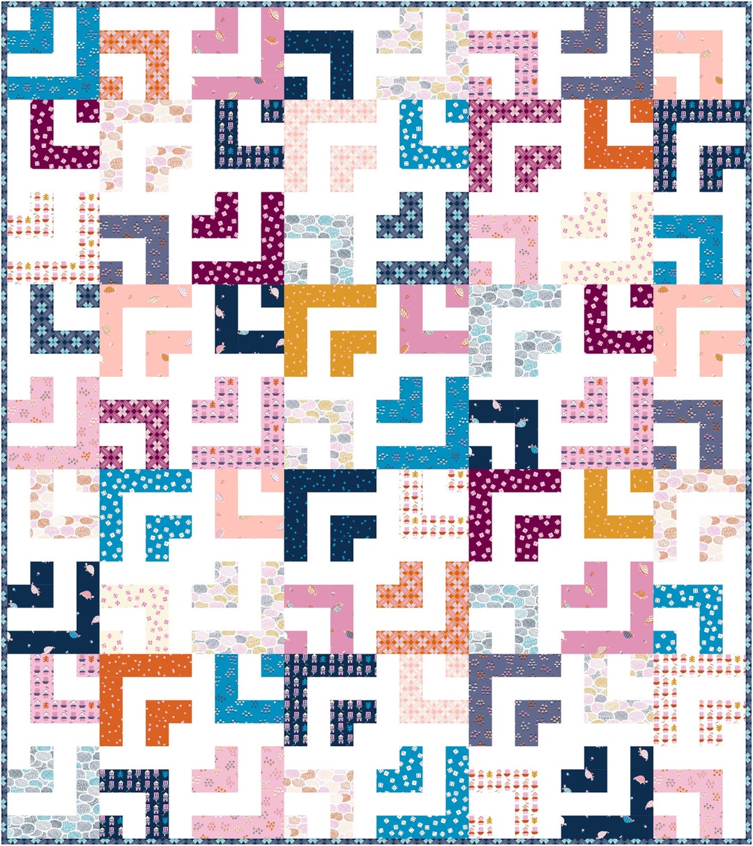 Log Jam PDF Digital Quilt Pattern by Pieced Just Sew, Jelly Roll or Fat ...