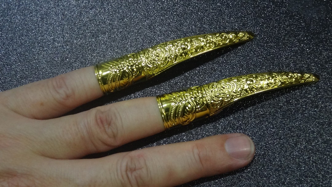 Gold-colored Claws (7.8cm) - Set of 2 Gold-colored Witch Claws - Gold ...