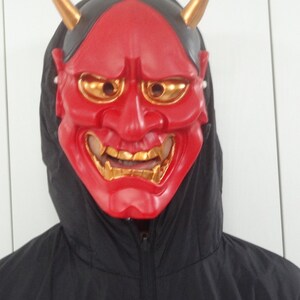 2011-1701 - Resin Hannya Mask - Red Prajna Demon Noh Mask Hannya Devil ...