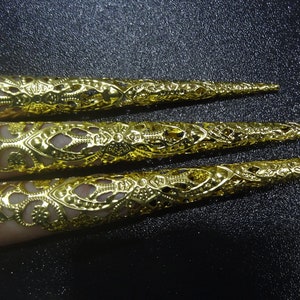 CLAW-GOLD(12CM) - Set of 5 or 10 Steel Gold Filigree Adjustable Claws ...