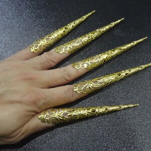 CLAW-GOLD(12CM) - Set of 5 or 10 Steel Gold Filigree Adjustable Claws ...