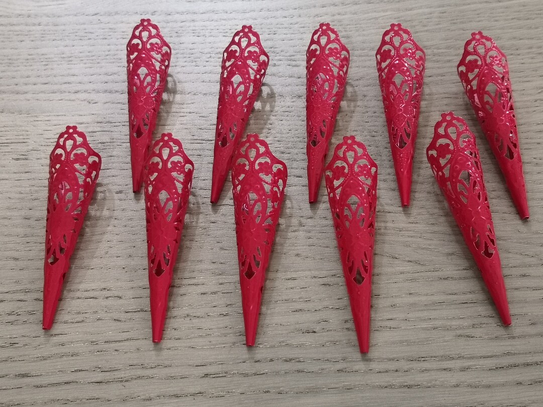 Claw-red(8cm) - Set of 5 or 10 Stainless Steel Black Filigree ...