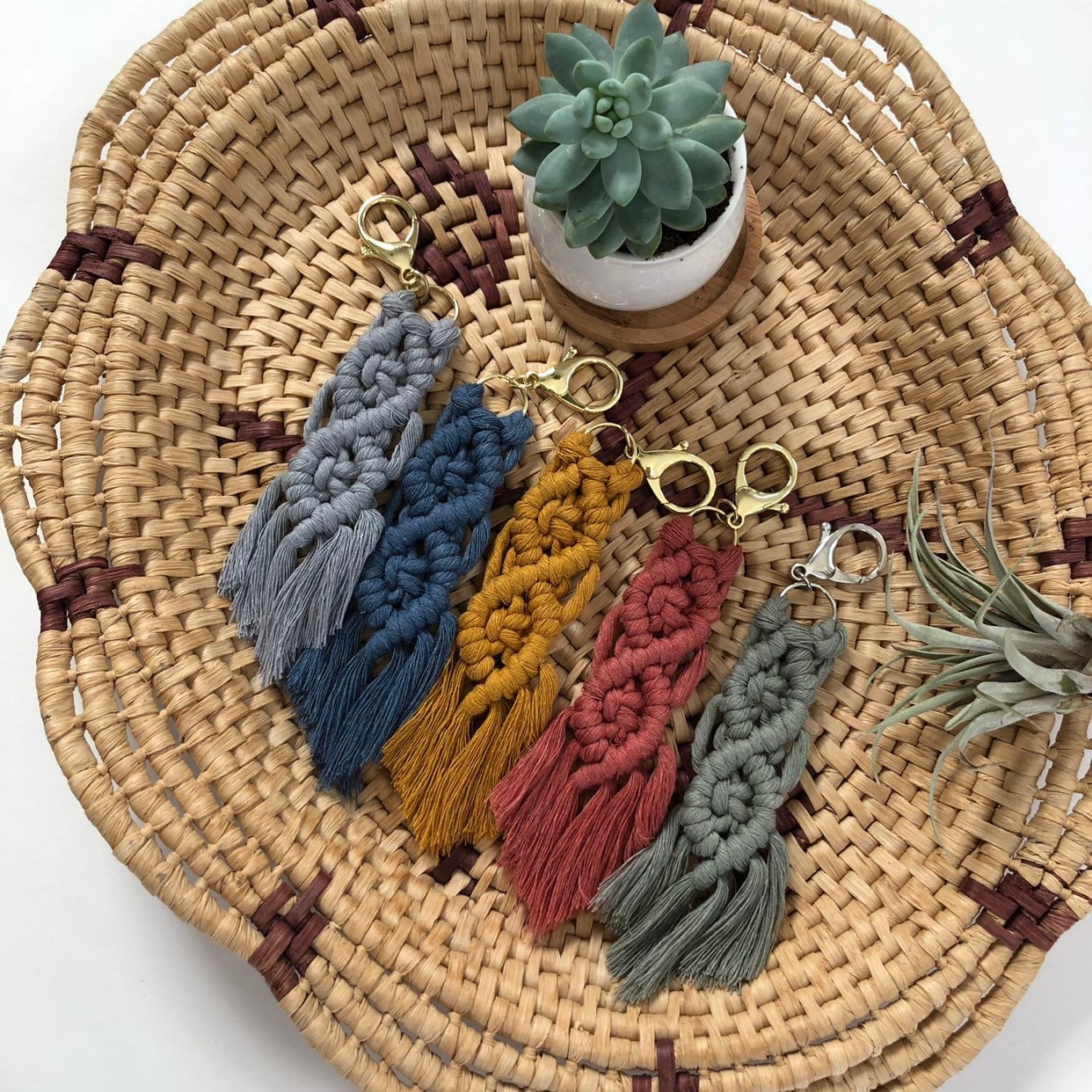 Handmade macramé keychain | Etsy