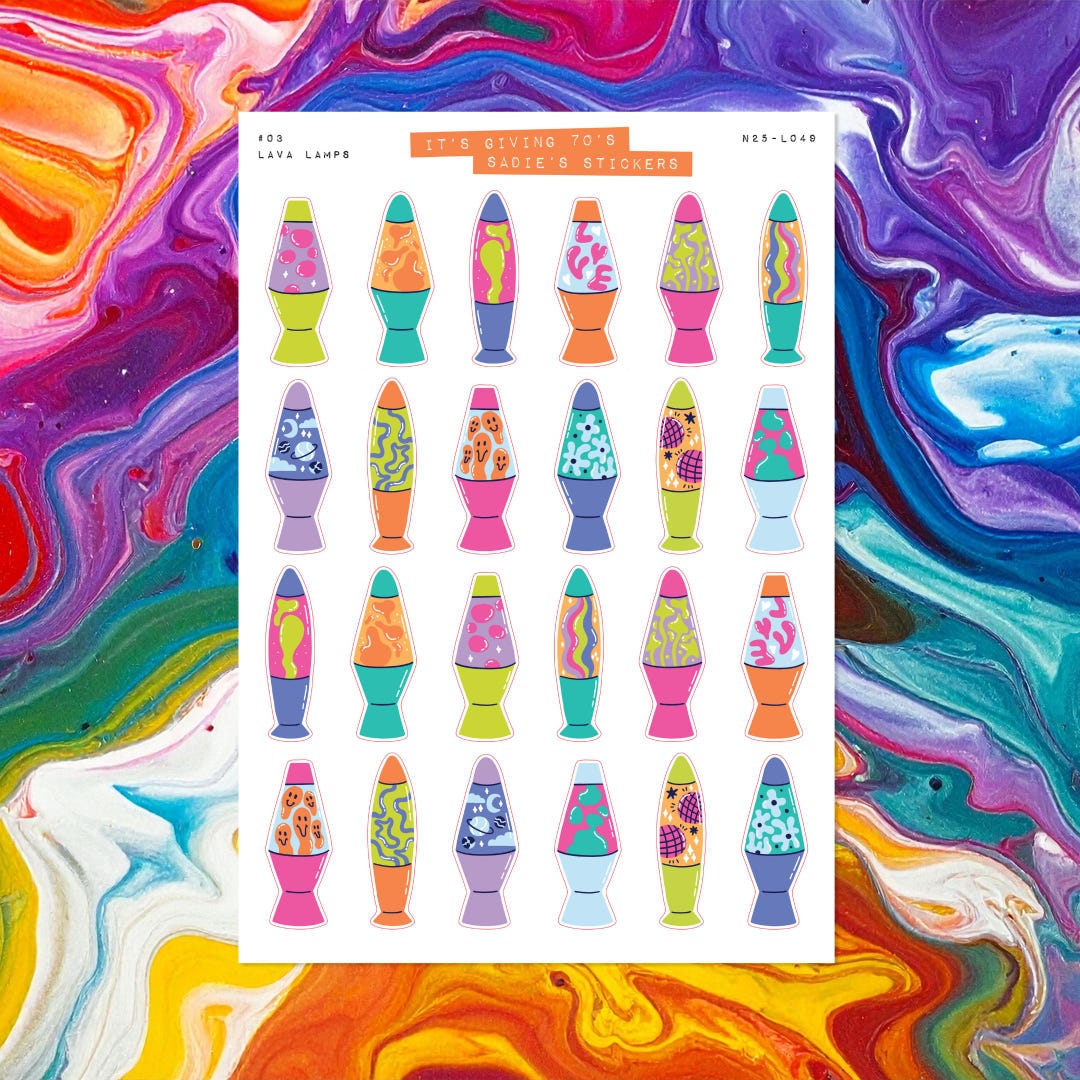 Lava Lamps • It's Giving 70s • Junk Journal Scrapbook Sticker Sheet ...