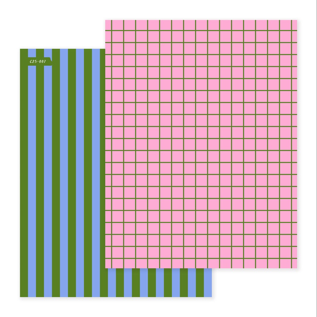 Candy Stripe & Grid • Scrapbook Paper • Double Sided Craft Paper ...