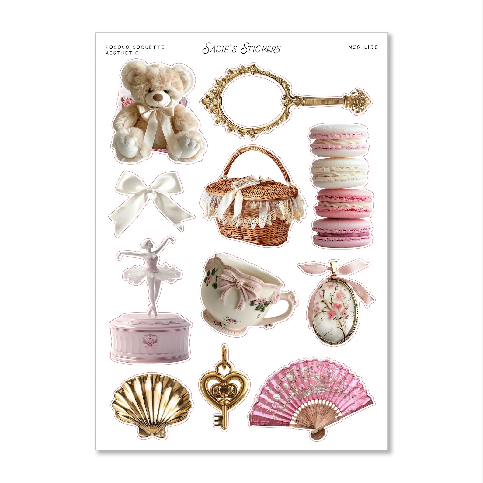 Rococo Coquette Aesthetic • Junk Journal Sticker Sheet • Doodles ...