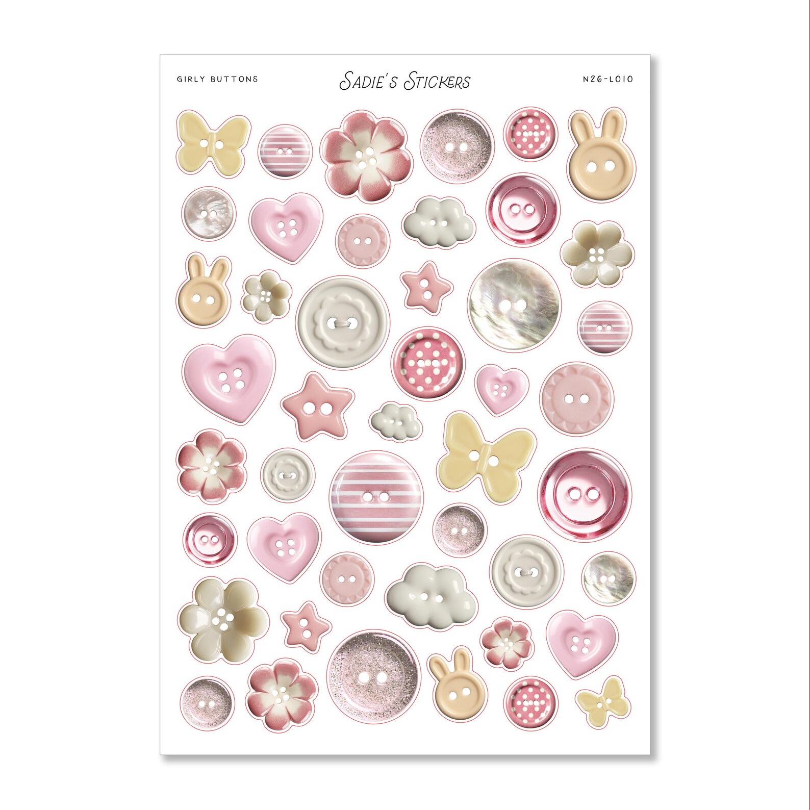 Girly Buttons • Junk Journal Sticker Sheet • Trinkets & Tidbits ...
