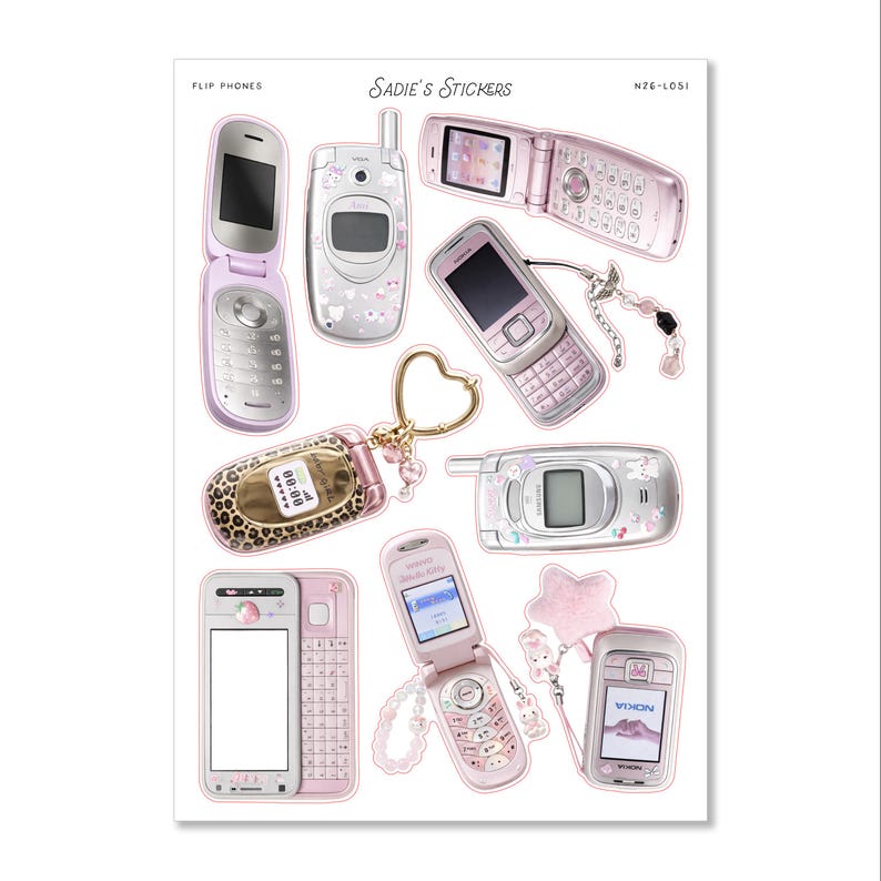 Flip Phones • Junk Journal Sticker Sheet • Trinkets & Tidbits ...