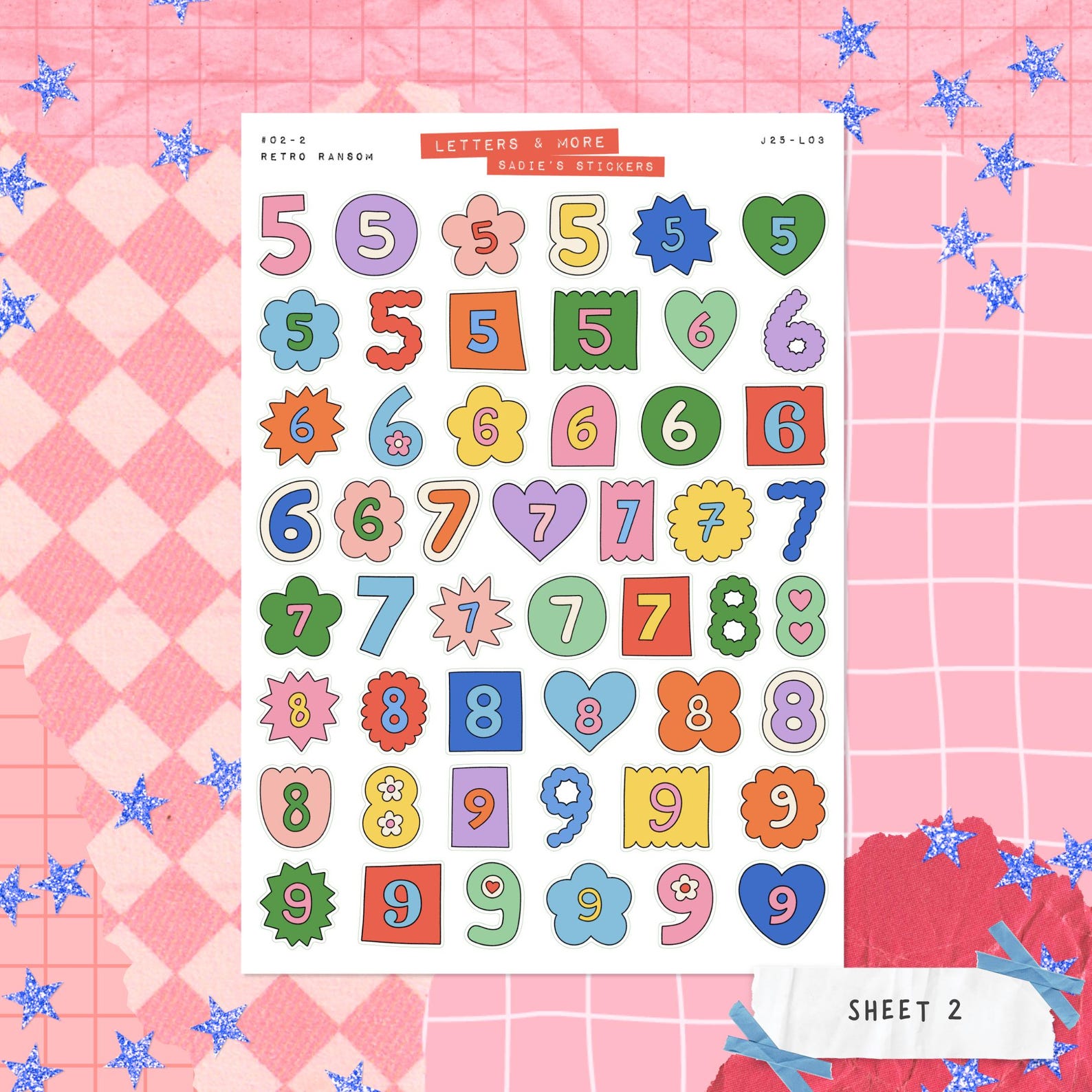 Retro Ransom Numbers SET • Junk Journal Sticker Sheets • Typography ...