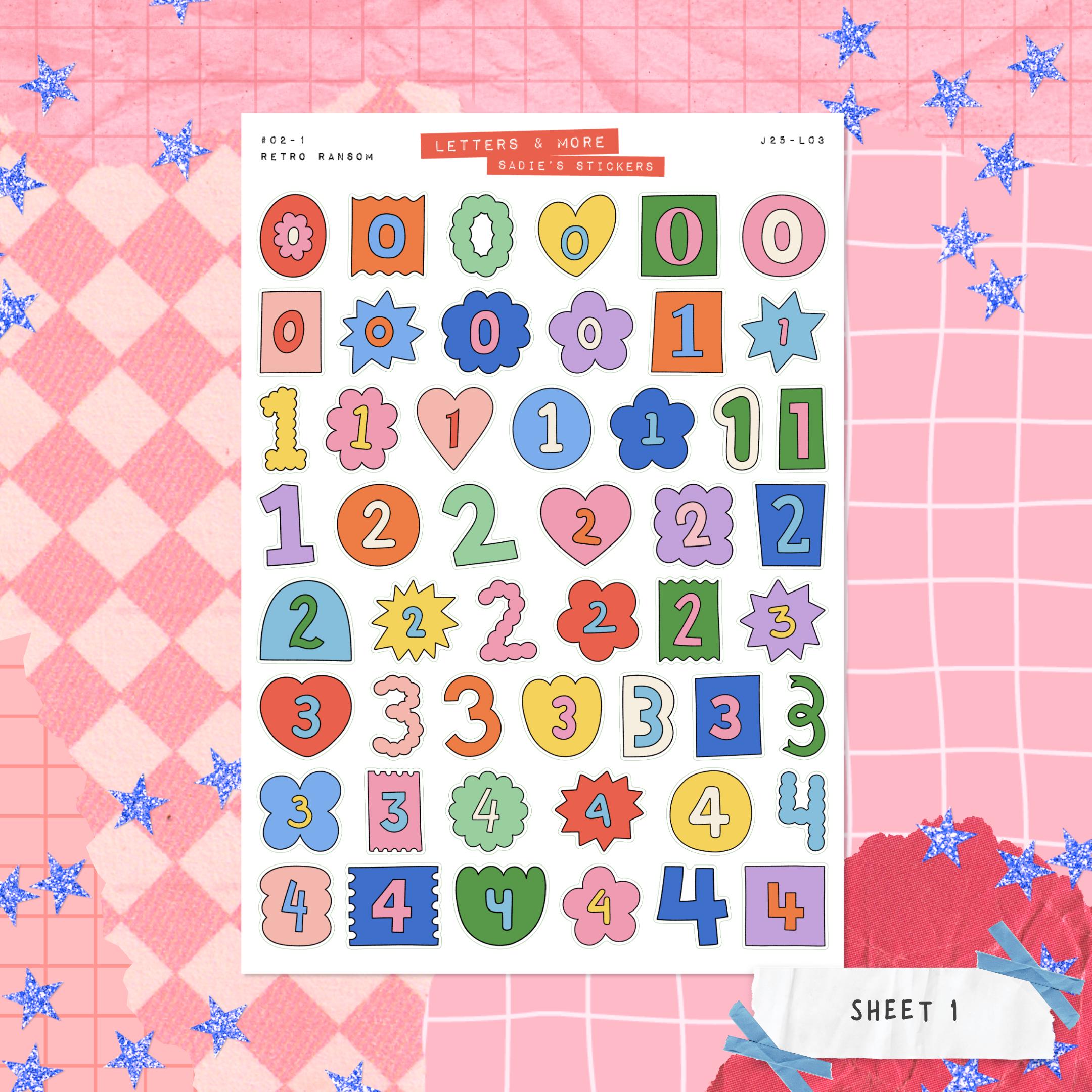 Retro Ransom Numbers SET • Junk Journal Sticker Sheets • Typography ...